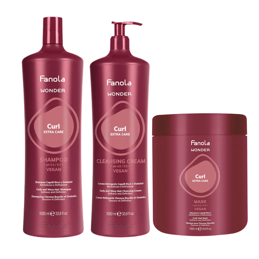 Fanola Wonder Curl Extra Care Shampoo, Conditioner & Mask 1 Litre Trio ...