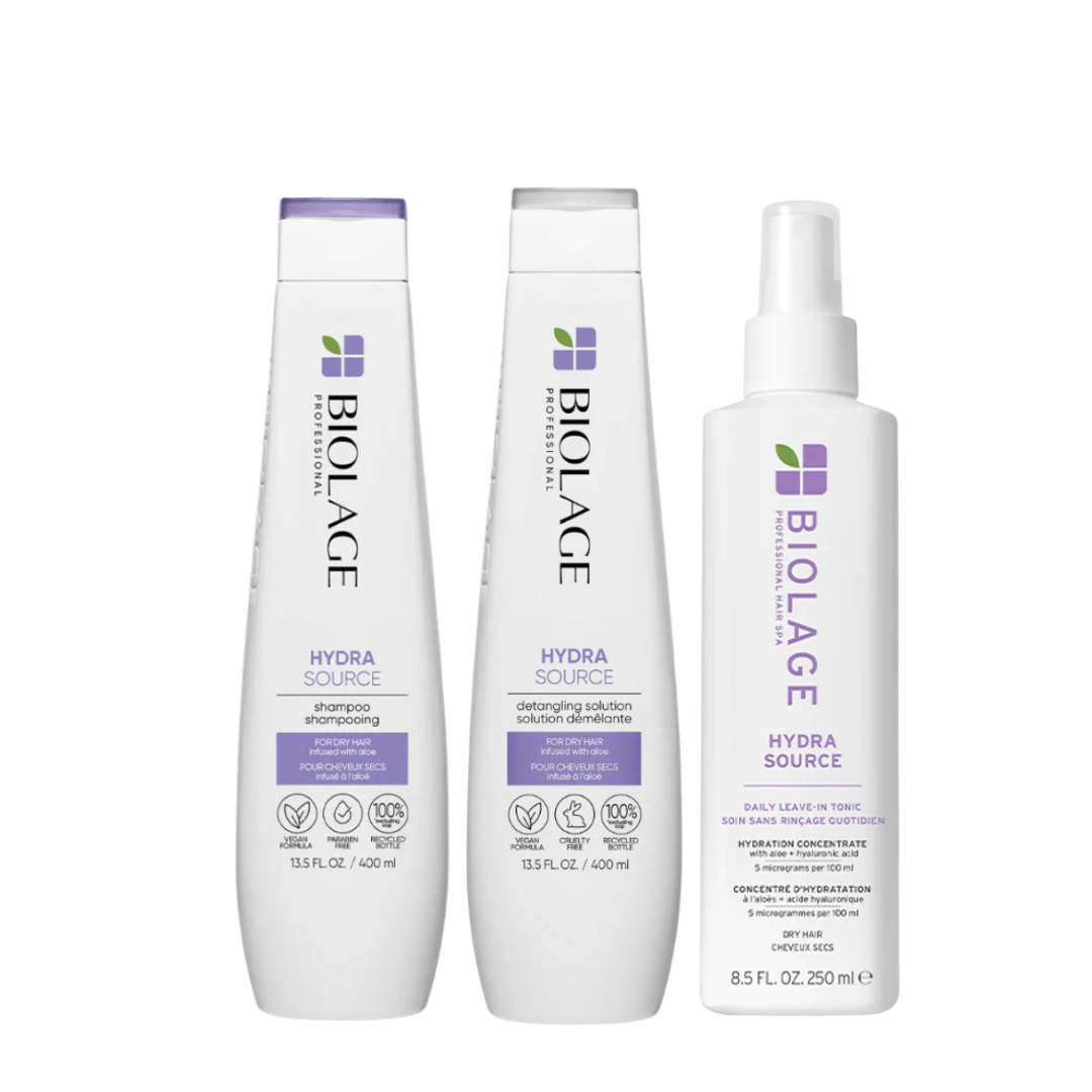 Matrix Biolage Hydrasource Shampoo, Detangling Solution & Daily Tonic ...