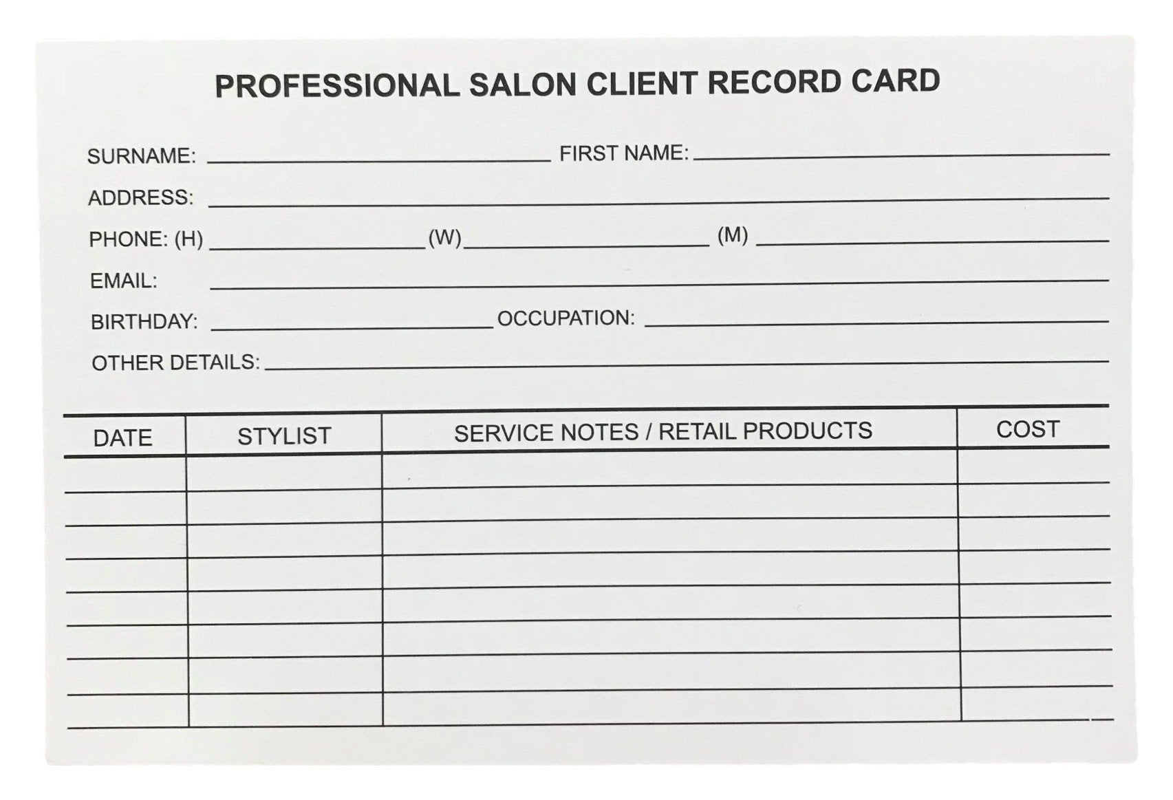 Beautopia Salon Record Cards – Turnleys Hair